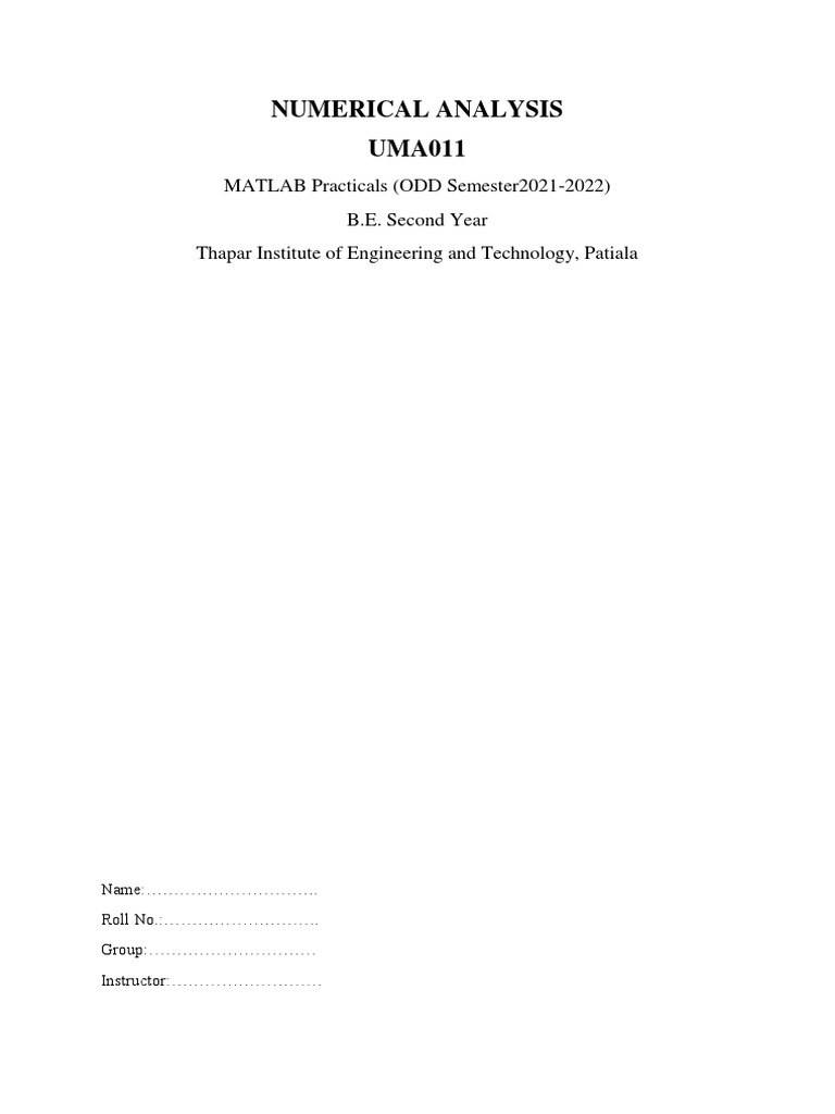 Matlab File Uma011 | PDF | System Of Linear Equations | Numerical Analysis