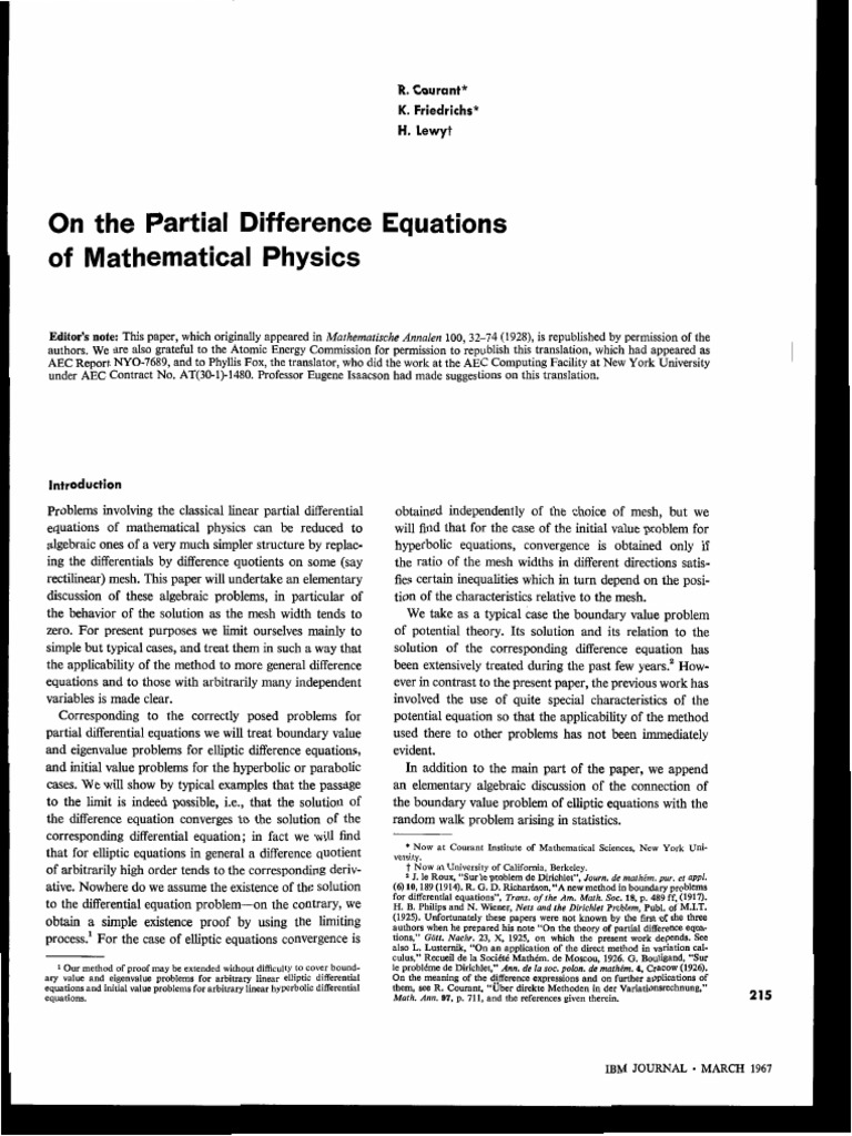 Partial Difference Equations in Physics | PDF | Equations | Recurrence ...