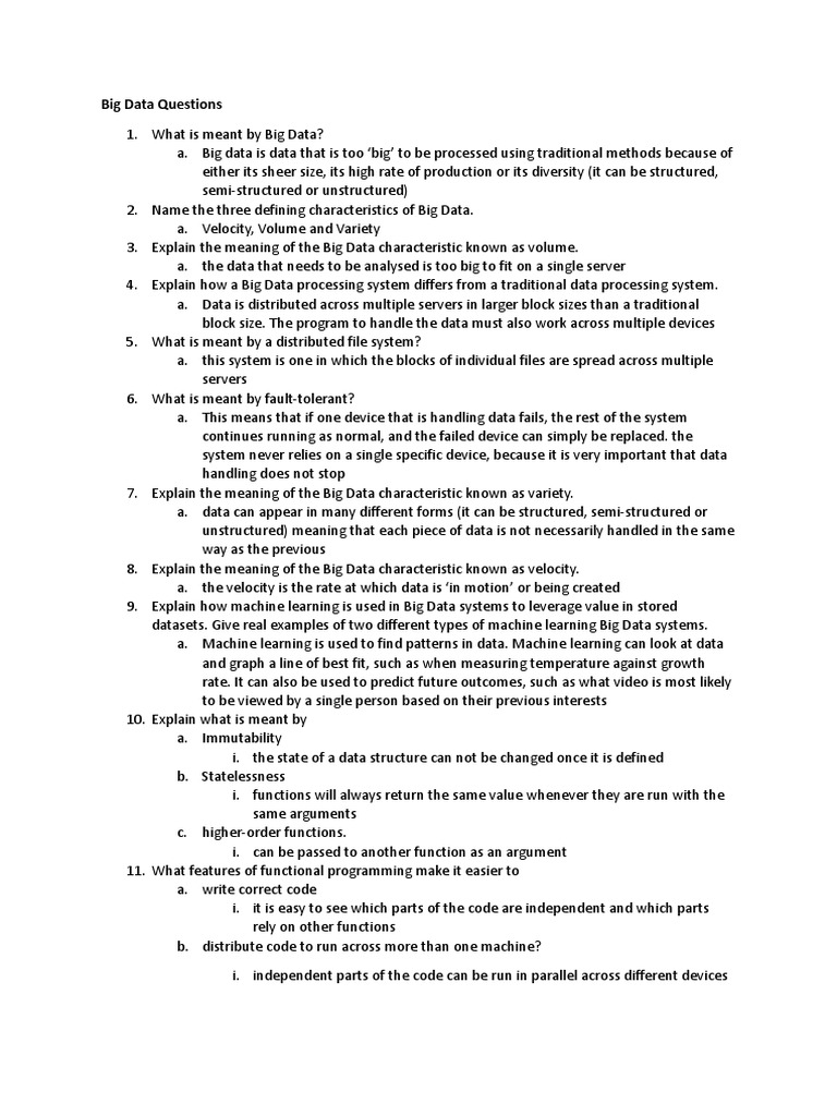 4.11 Big Data Questions | PDF | Big Data | Machine Learning