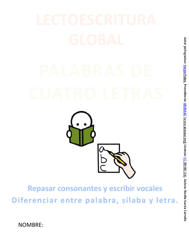 Lectoescritura Global Palabras de Cuatro Letras | PDF | Lingüística ...
