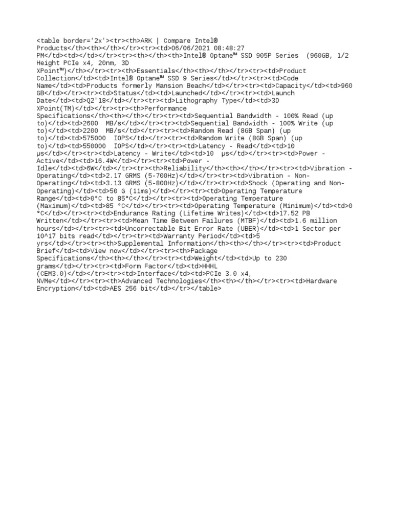 Intel ARK SpecificationsChart 2021 06 06 | PDF | Home & Garden | Computers