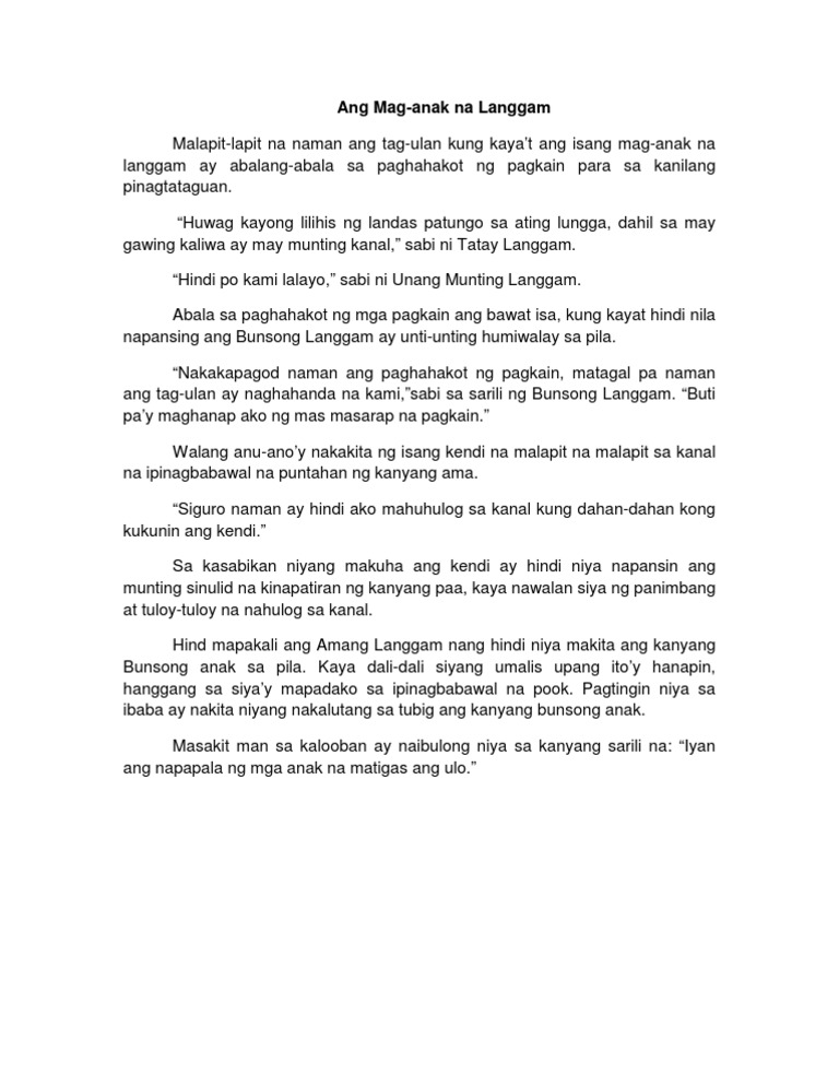 Pabula Ang Mag-Anak Na Langgam | PDF