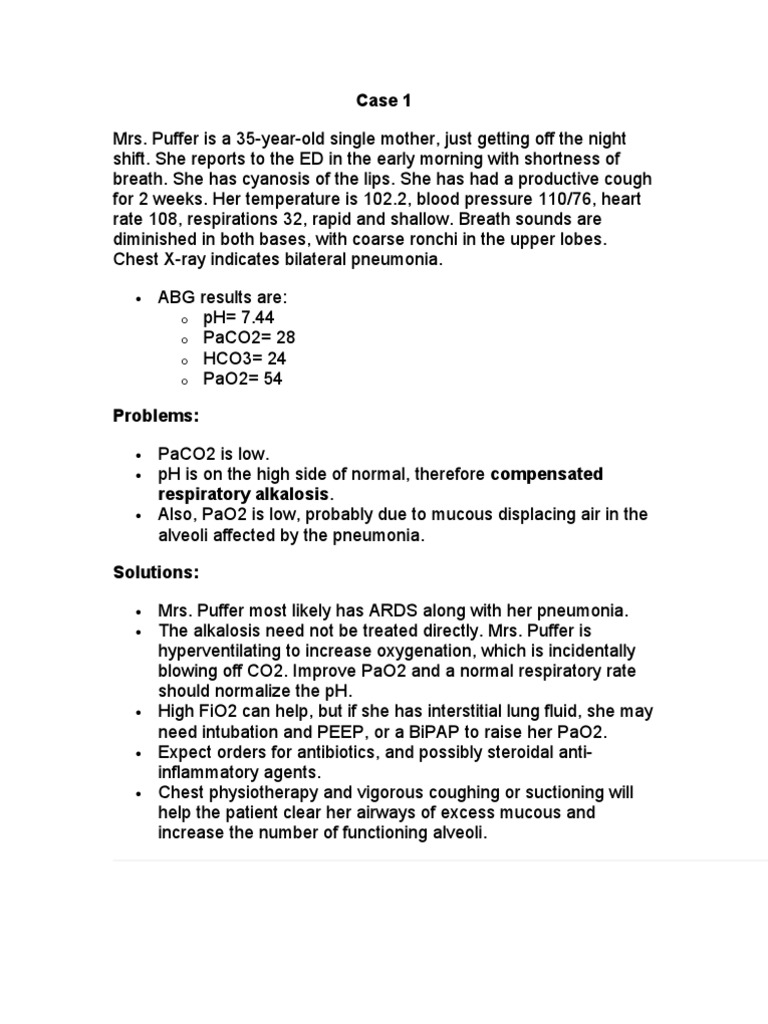 ABG's Clinical Scenarios | PDF | Intensive Care Medicine | Physiology