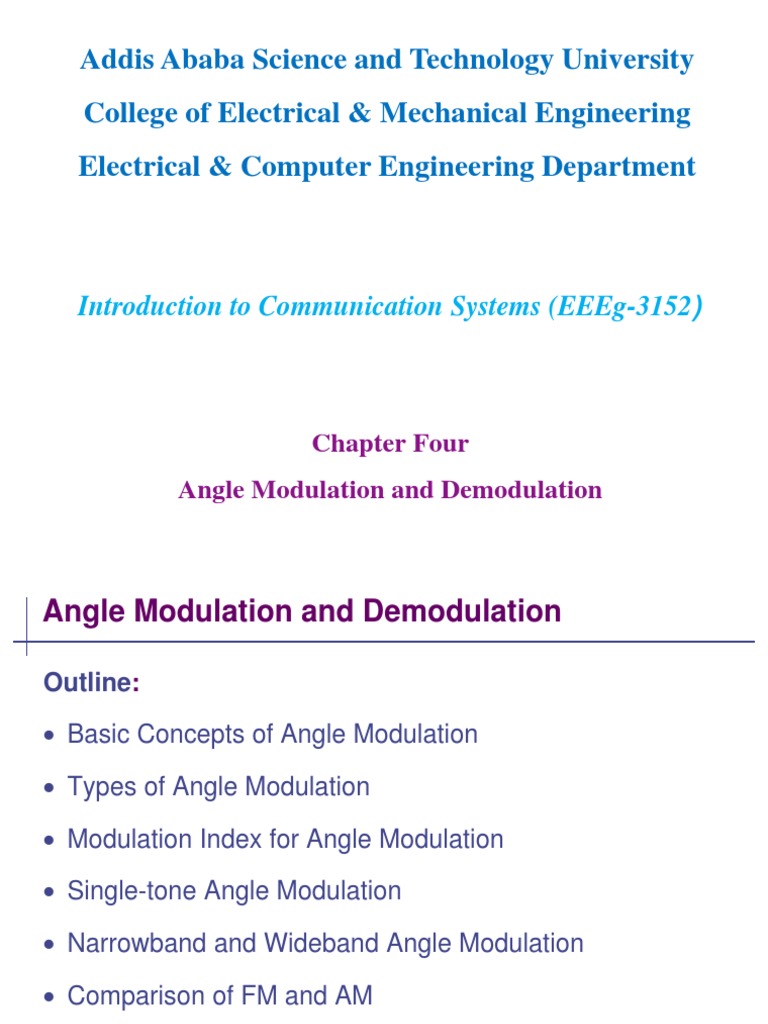 Chapter 4 Angle Modulation And Demodulation Pdf Frequency
