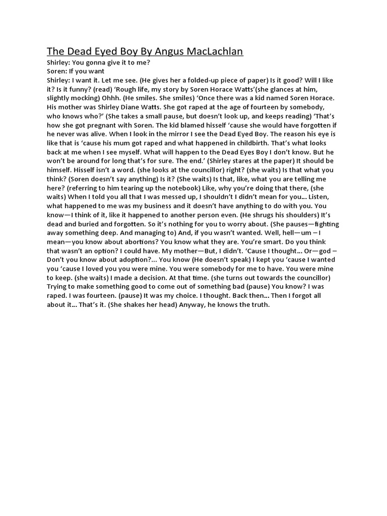 The Dead Eyed Boy by Angus Maclachlan | PDF