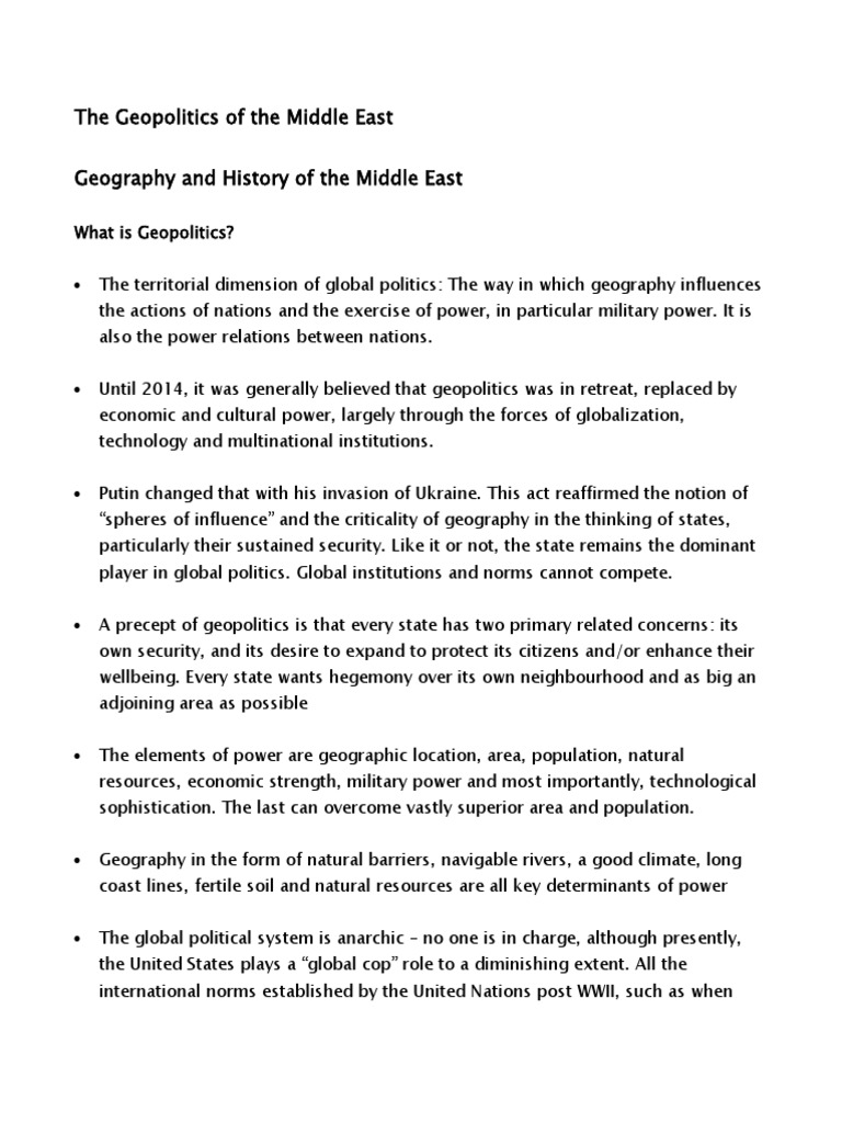 The Geopolitics of The Middle East | PDF | Syria | Arab Spring