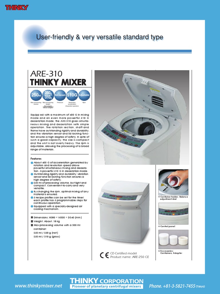 Thinky Mixer: User-Friendly & Very Versatile Standard Type | PDF ...