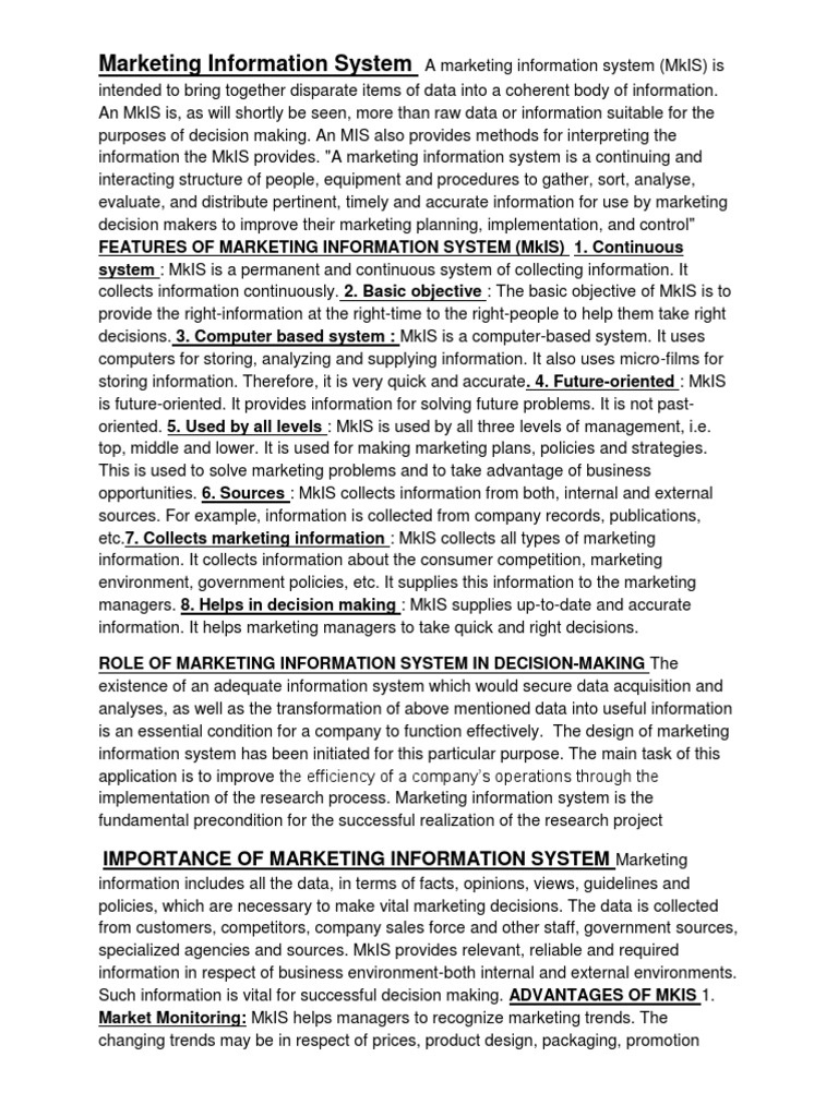 Marketing Information System A Marketing Information System | PDF ...