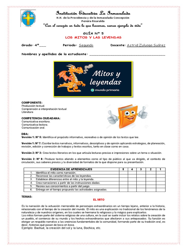 Guia 5 Mitos y Leyendas | PDF | Leyendas