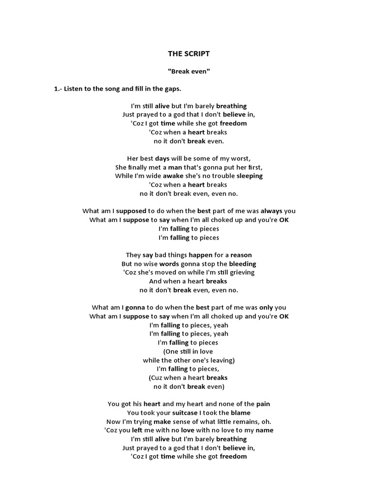 Unit 1 Song 2 The Script | PDF | Suffering