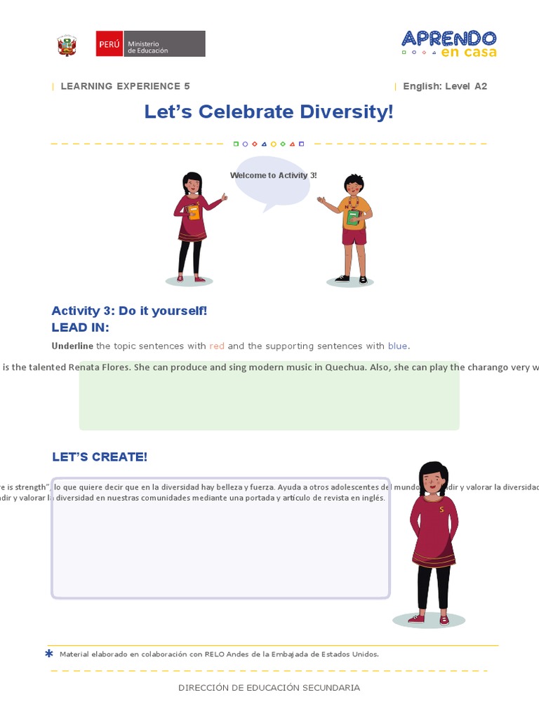 Let's Celebrate Diversity!: Activity 3: Do It Yourself! Lead in | PDF
