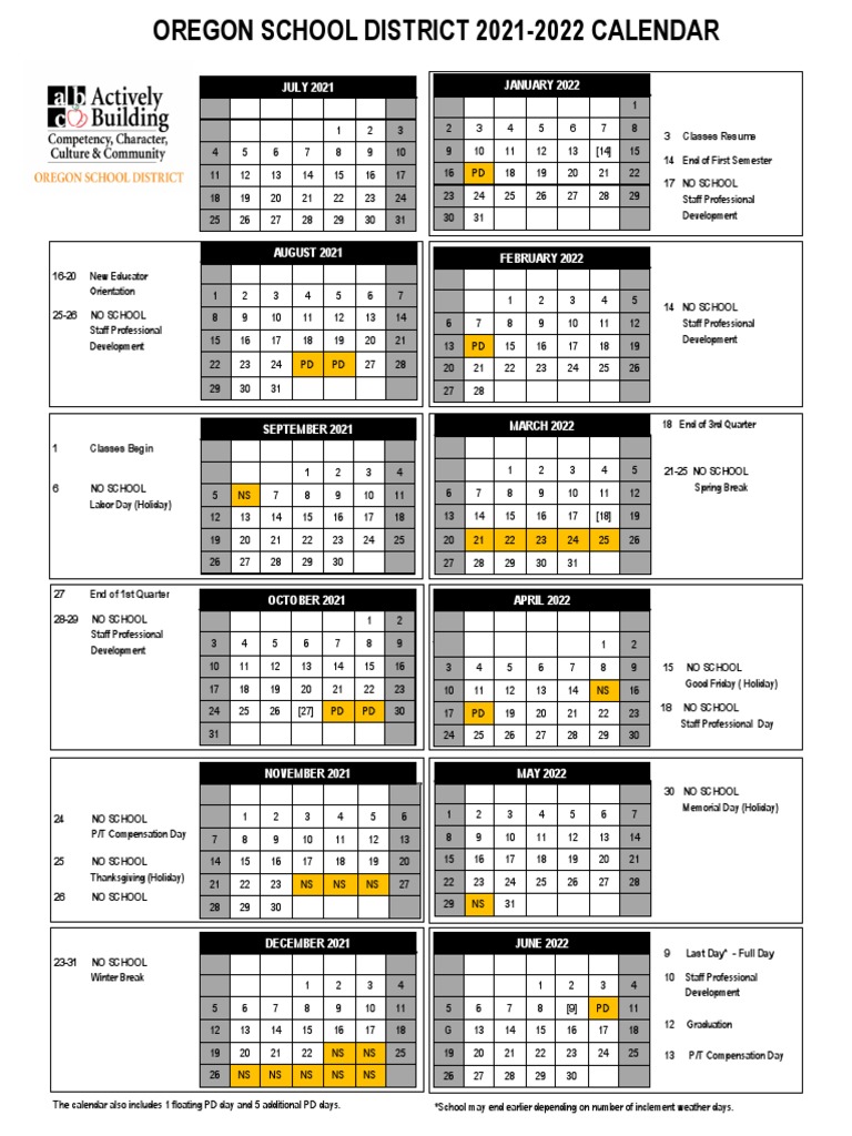 2021-2022 School Year Calendar | PDF | Academic Term | Academia