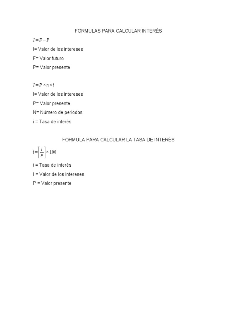 Formulas Matematica Financiera | PDF | Servicios financieros | Economía ...