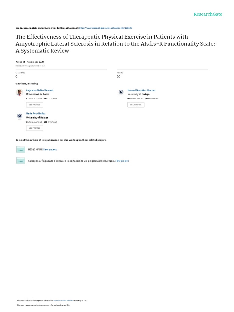 The Effectiveness of Therapeutic Physical Exercise | PDF | Amyotrophic ...