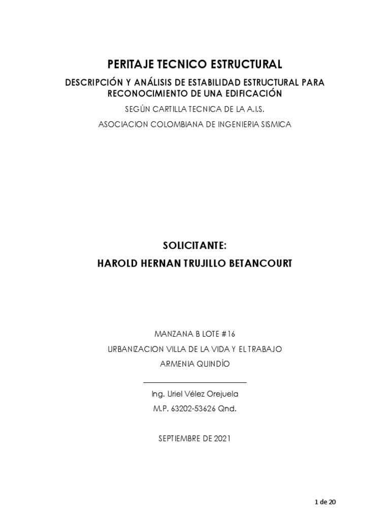 Peritaje Tecnico | PDF | Fundación (Ingeniería) | Hormigón