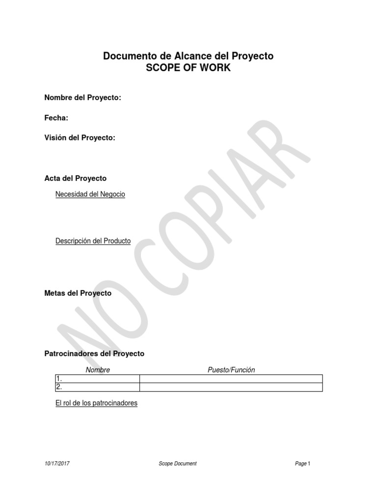 Documento de Alcance (SOW) | PDF | Presupuesto | Business