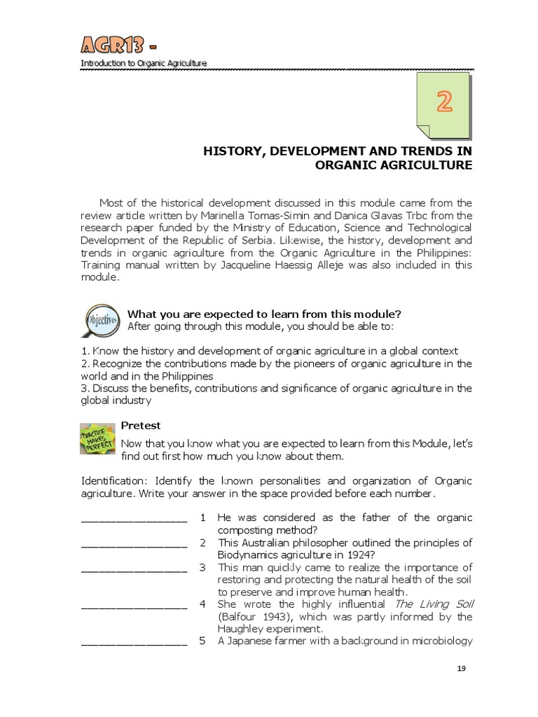 AGR13 Module 2 - History, Developments and Trends in OA | PDF | Organic ...