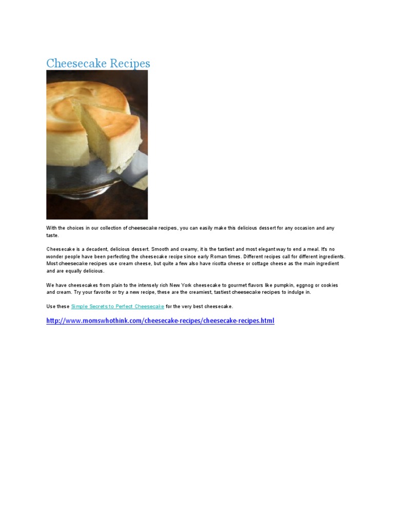 Delicious Cheesecake Recipes Guide | PDF