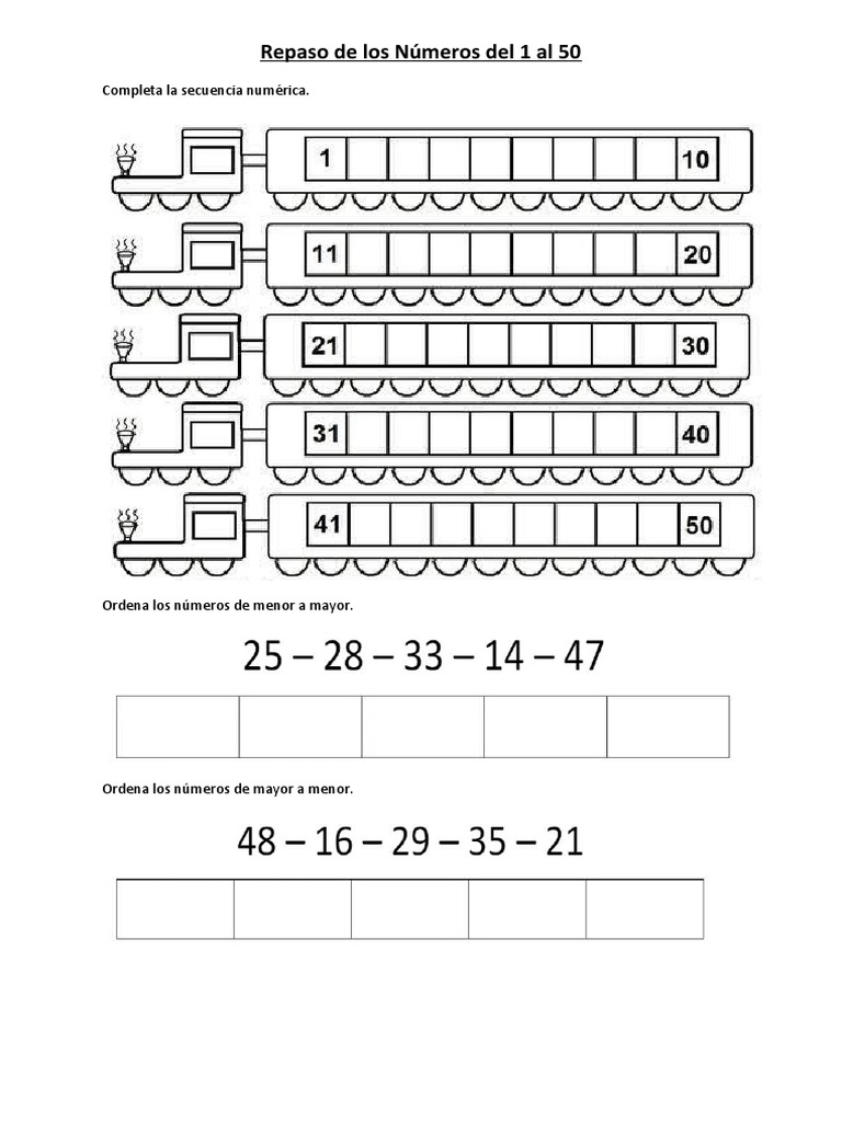 Repaso de Los Números Del 1 Al 50 | PDF
