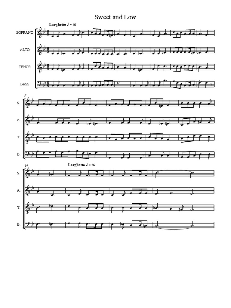Sweet and Low SATB | PDF | Compositions | Choral Music