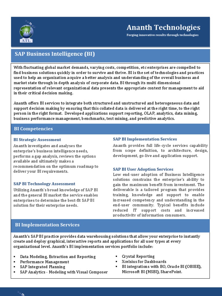 Ananth SAP BI Brochure | Download Free PDF | Business Intelligence | Sap Se