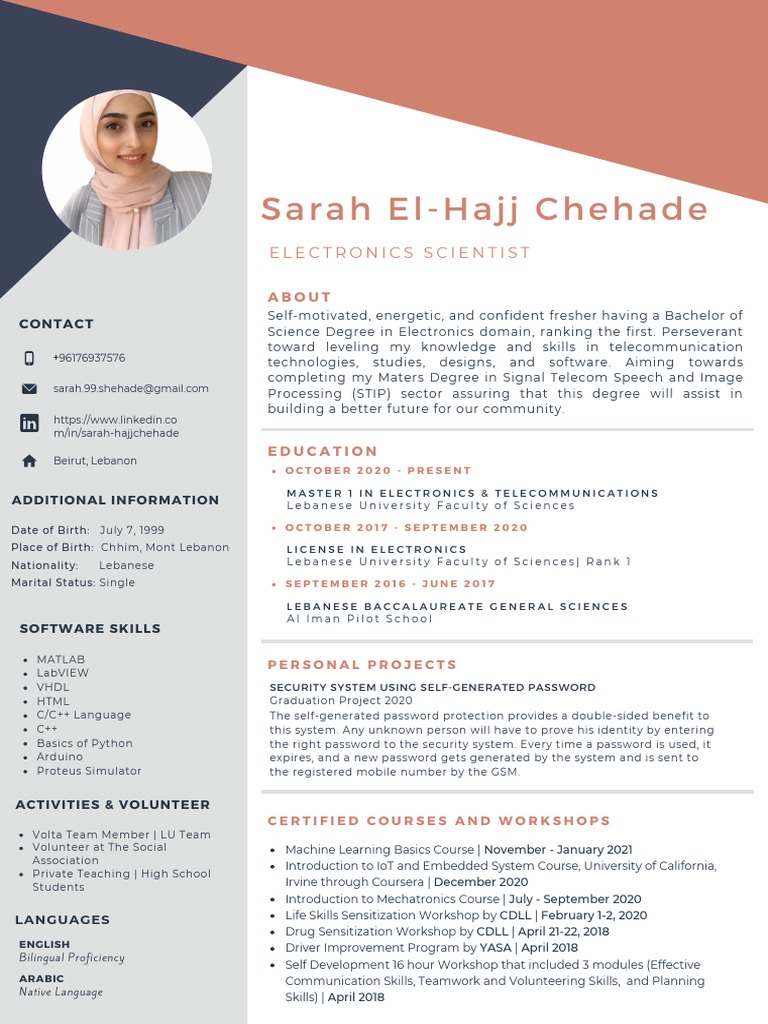 Blue and Brick Red Geometric Modern Resume | PDF | Cognition | Computing