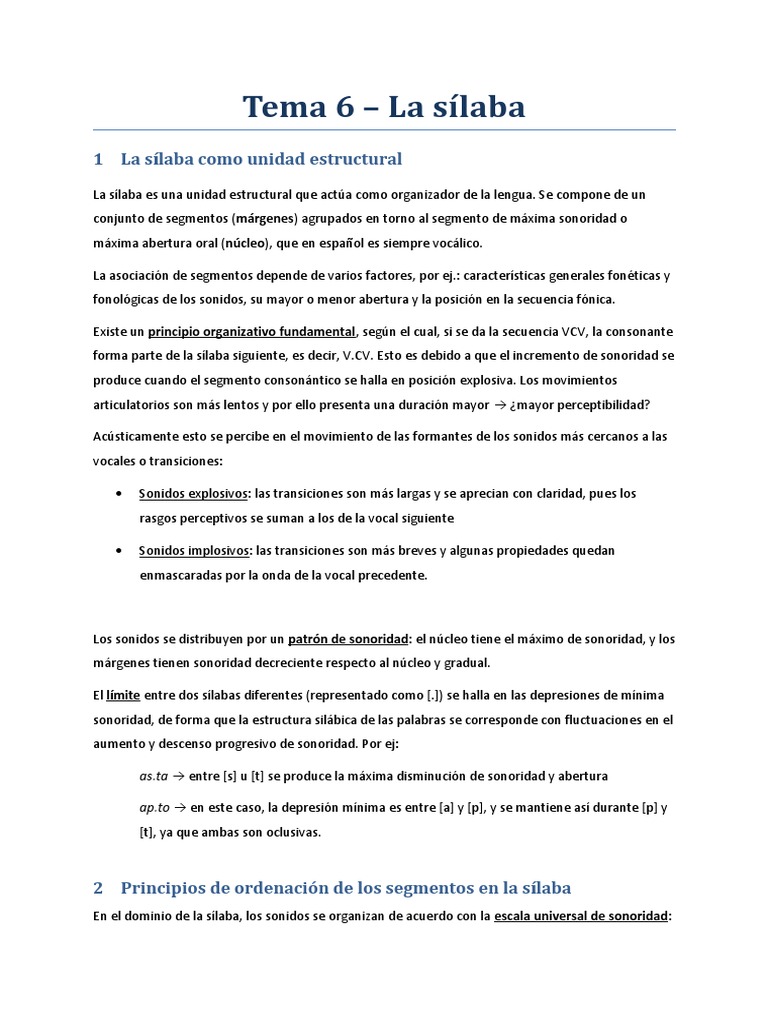 La estructura silábica en español | PDF | Sílaba | Vocal