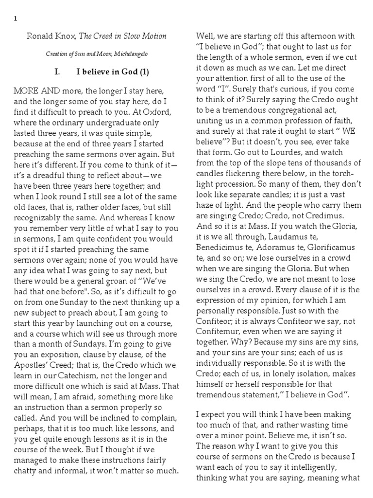 Ronald Knox - Creed in Slowmotion | PDF | Pontius Pilate | Soul