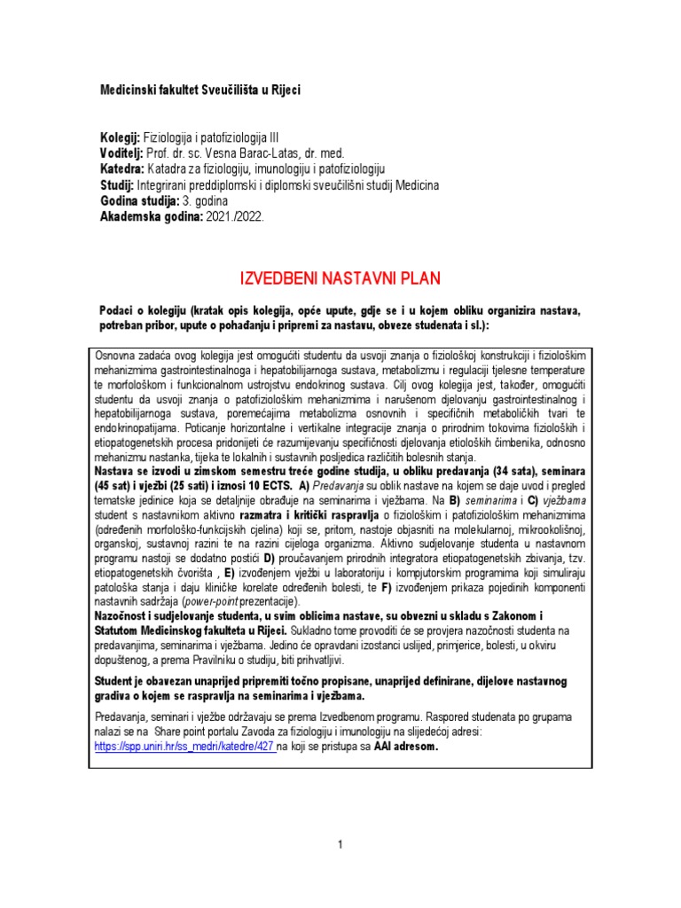 Fiziologija I Patofiziologija III | PDF