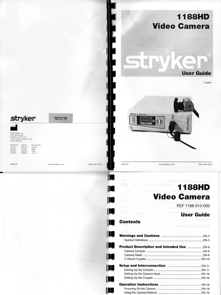 Stryker 1188 HD User Manual | PDF | Electronics | Computer Engineering
