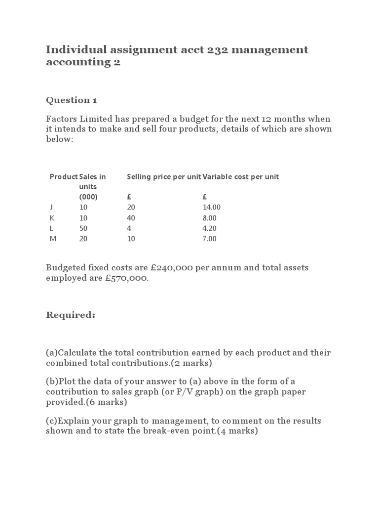 Individual Assignment Acct 232 Management Accounting 2 | PDF | Business ...