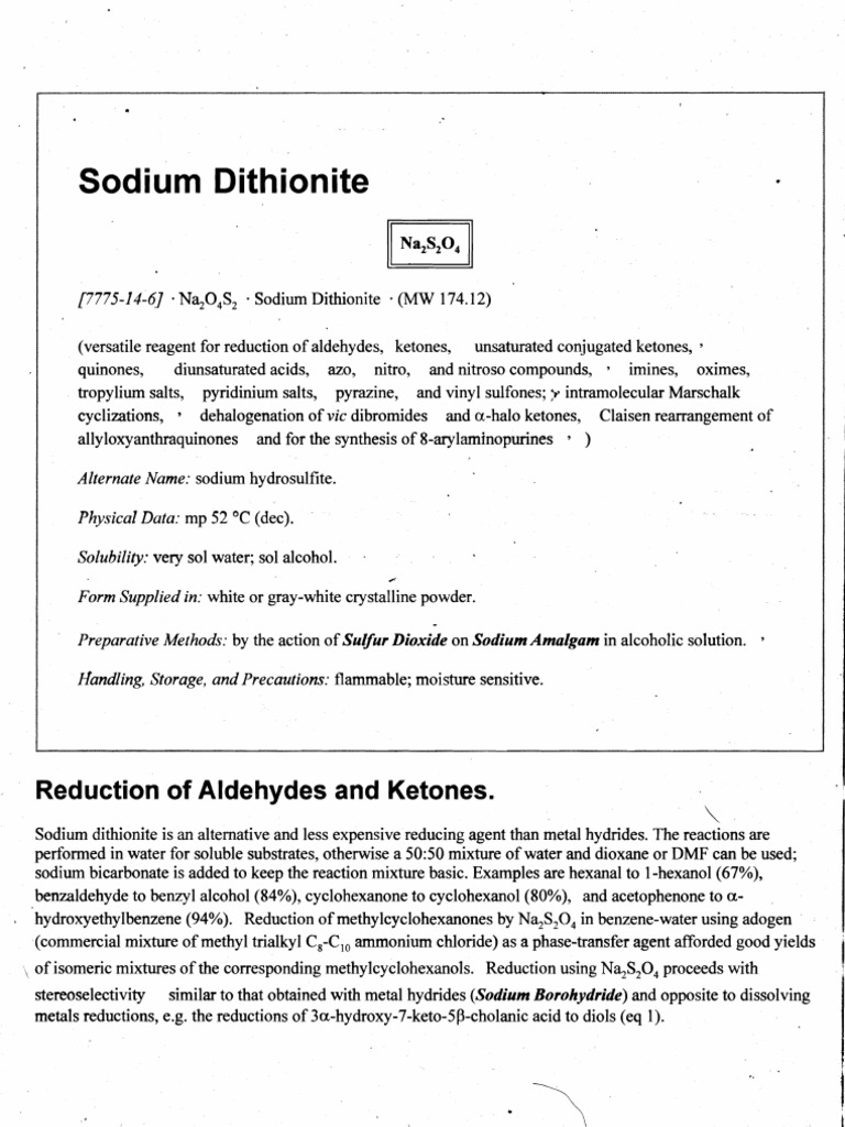 Sodium Dithionite: A Versatile Reducing Agent for the Conversion of ...