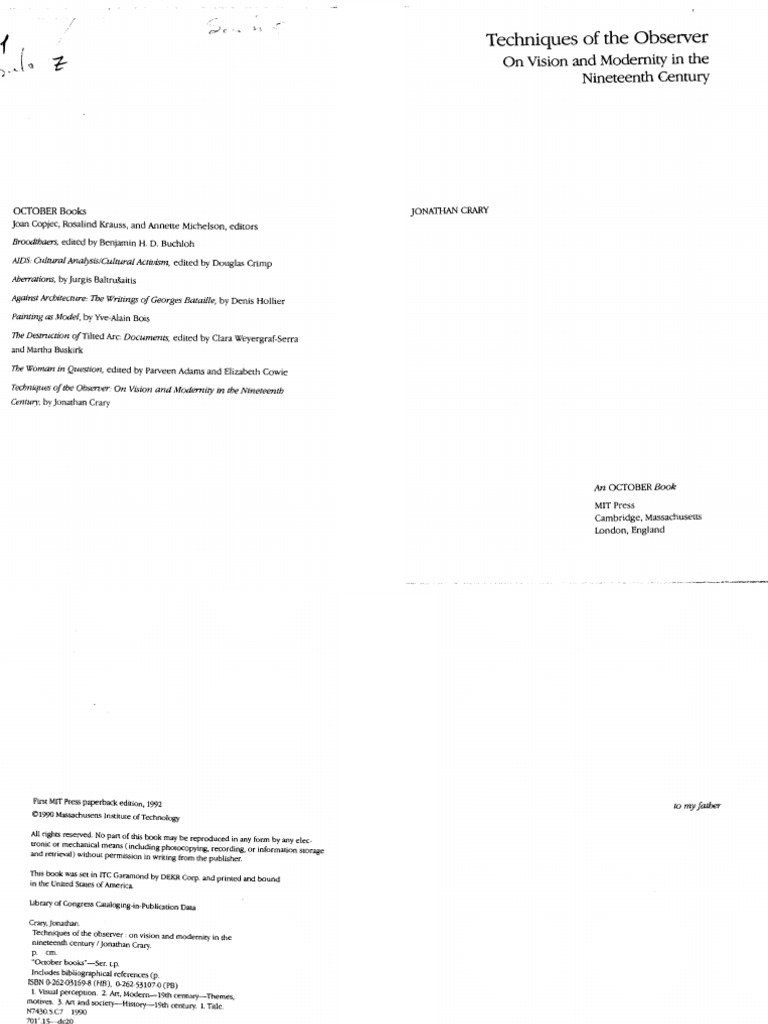 Techniques of The Observer - Jonathan Crary | PDF | American Art