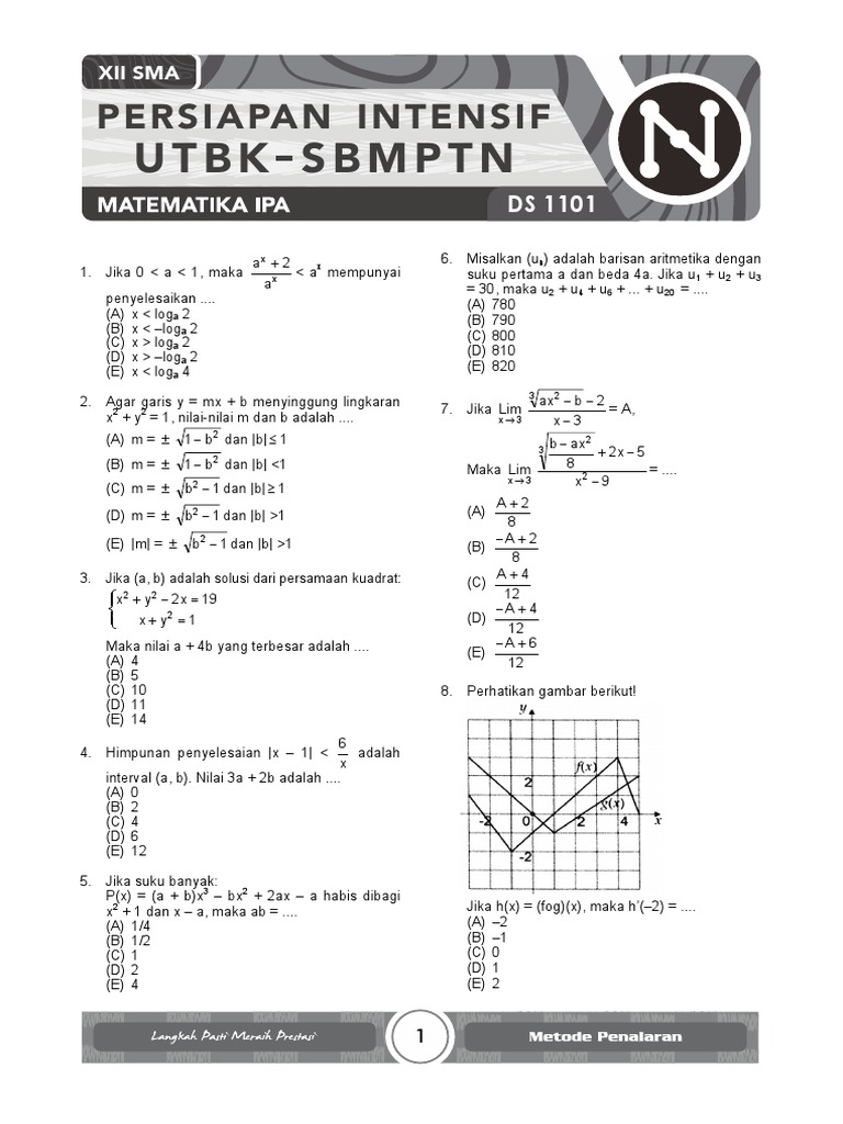 DS1101 - Matematika IPA - UTBK 21 | PDF