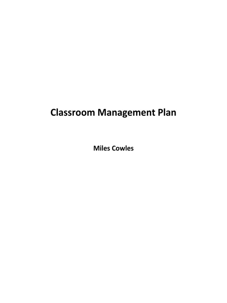 Classroom Management Plan | PDF | Teaching | Classroom Management
