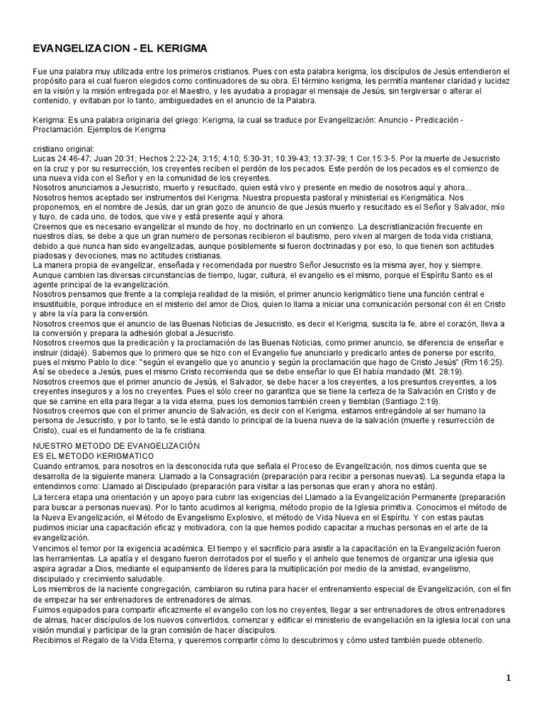 EVANGELIZACION Kerigma | PDF | eucaristía | Jesús