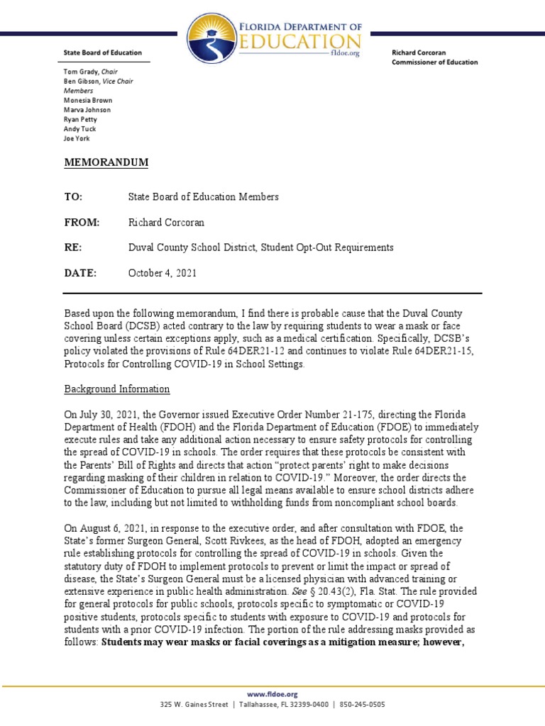 Duval Letter of Probable Cause From FDOE | PDF | State Of Emergency ...