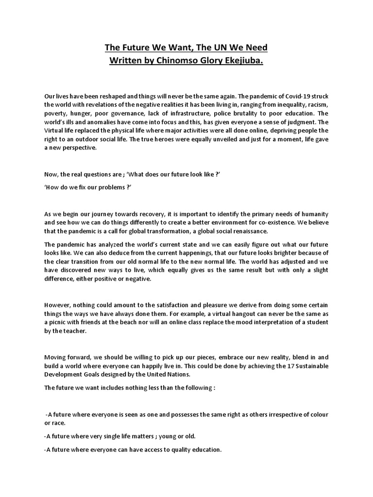 The Future We Want The UN We Need | PDF