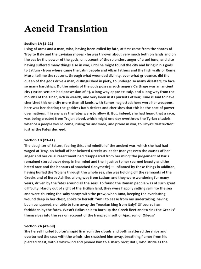 Aeneid Translation: Section 1A (1-22) | PDF | Aeneid