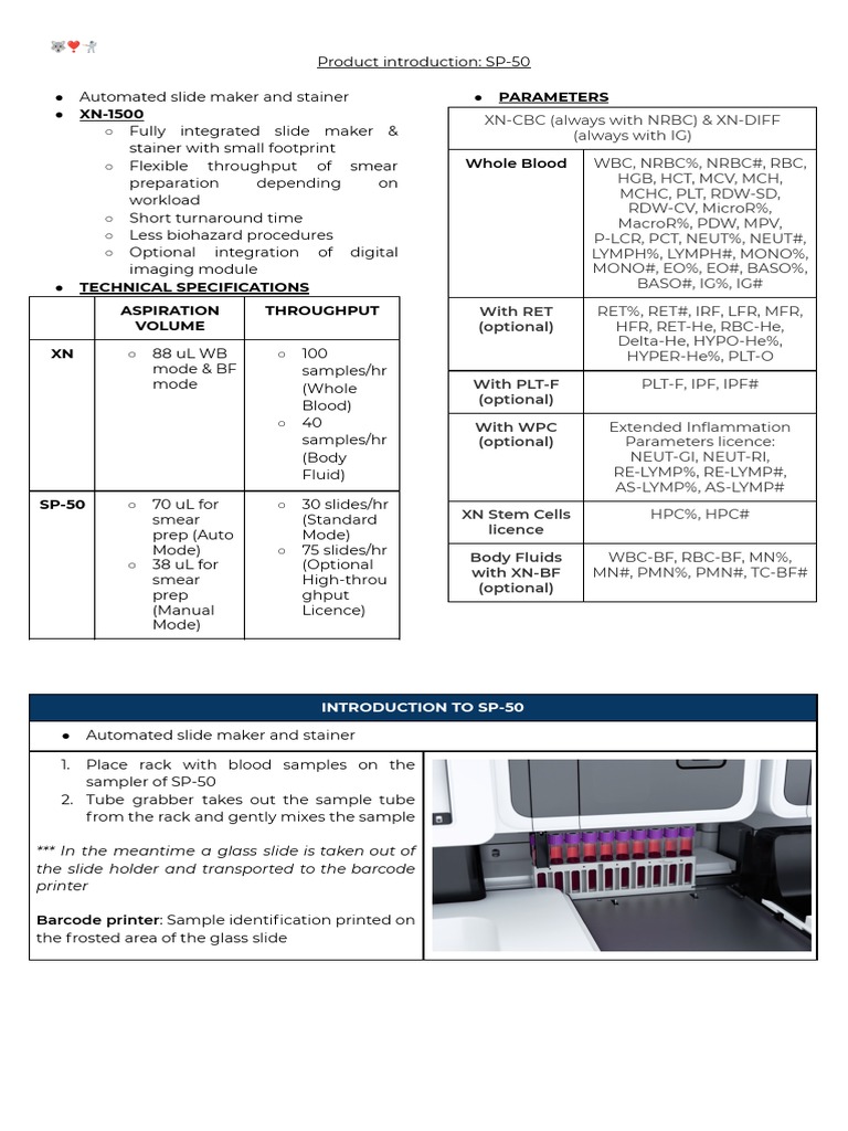 Sysmex SP-50 & XN-1500 | PDF