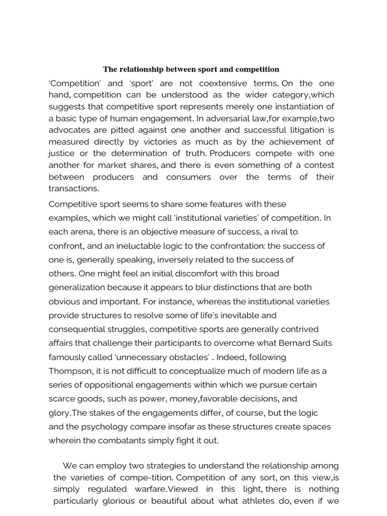 The Relationship Between Sport and Competition | PDF | Competition | Sports