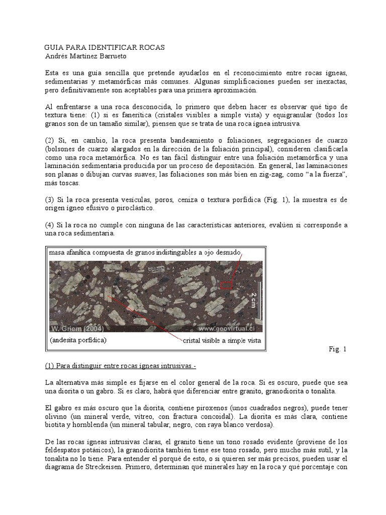 Guia para Identificar Rocas | PDF | Roca ígnea | Roca (geología)