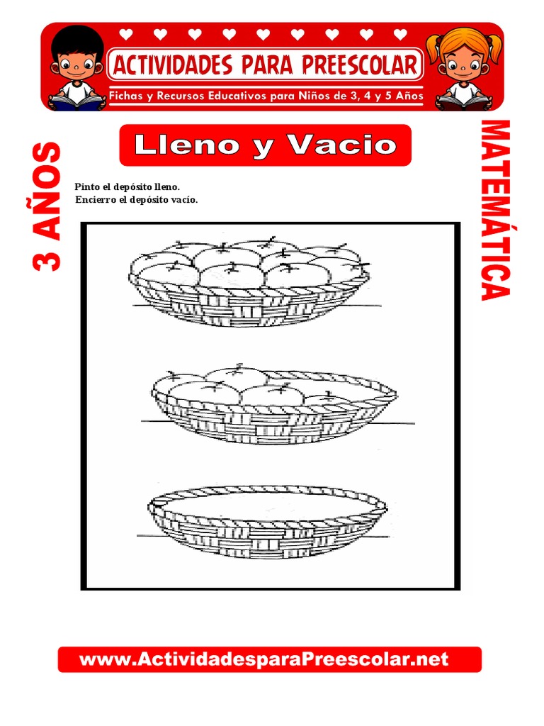 Lleno y Vacio para Niños de 3 Años | PDF