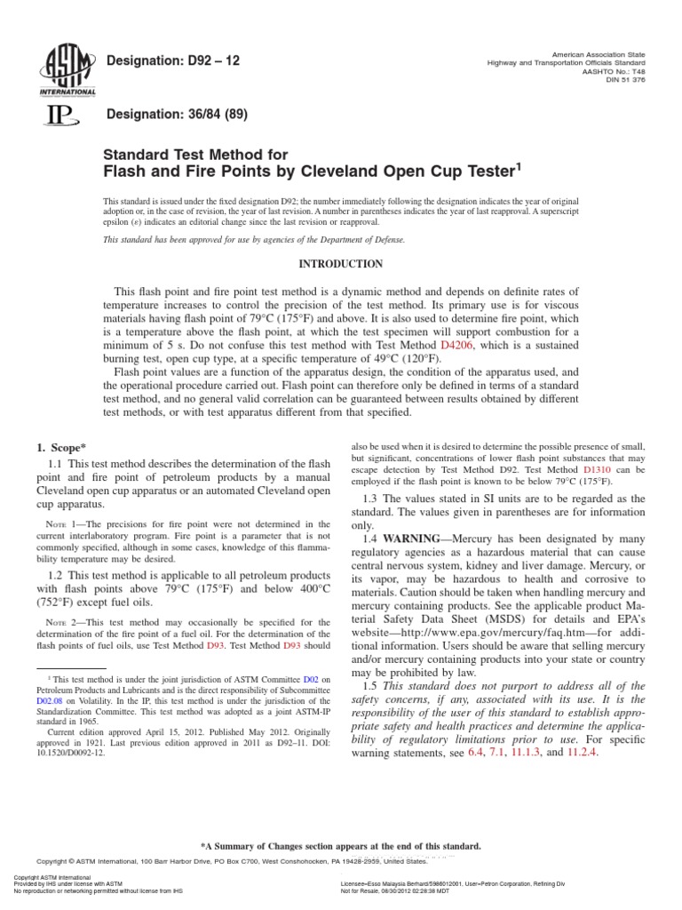 Astm D92 | Download Free PDF | Chemistry | Physical Chemistry