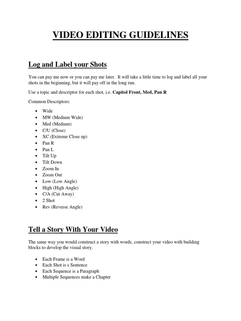 Video Editing Best Practices Guide | PDF