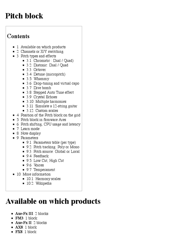 Pitch Block - Fractal Audio Wiki | PDF | Pitch (Music) | Scale (Music)