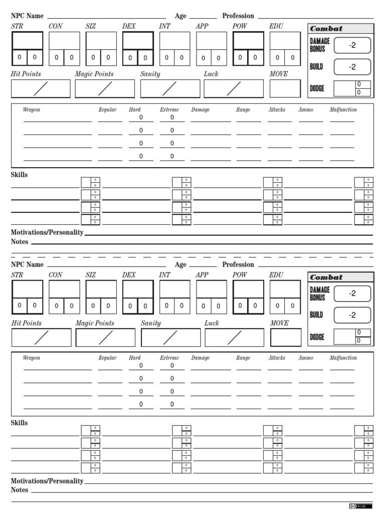 918106-COC7e NPC Sheet Mooks and Minor FormFillable | PDF | Role ...