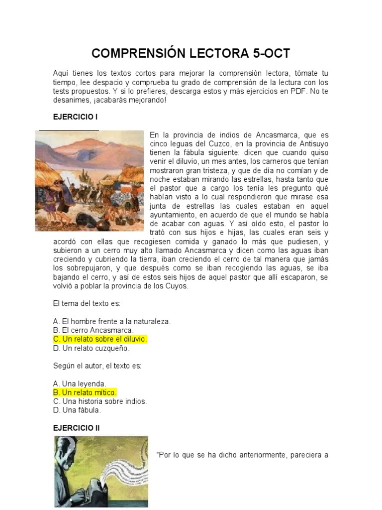 Comprensión Lectora Soluciones | PDF | Autoestima | Verdad