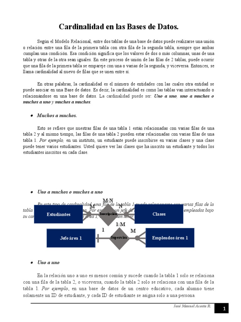 Cardinalidad en Las Bases de Datos | PDF | Bases de datos | Informática