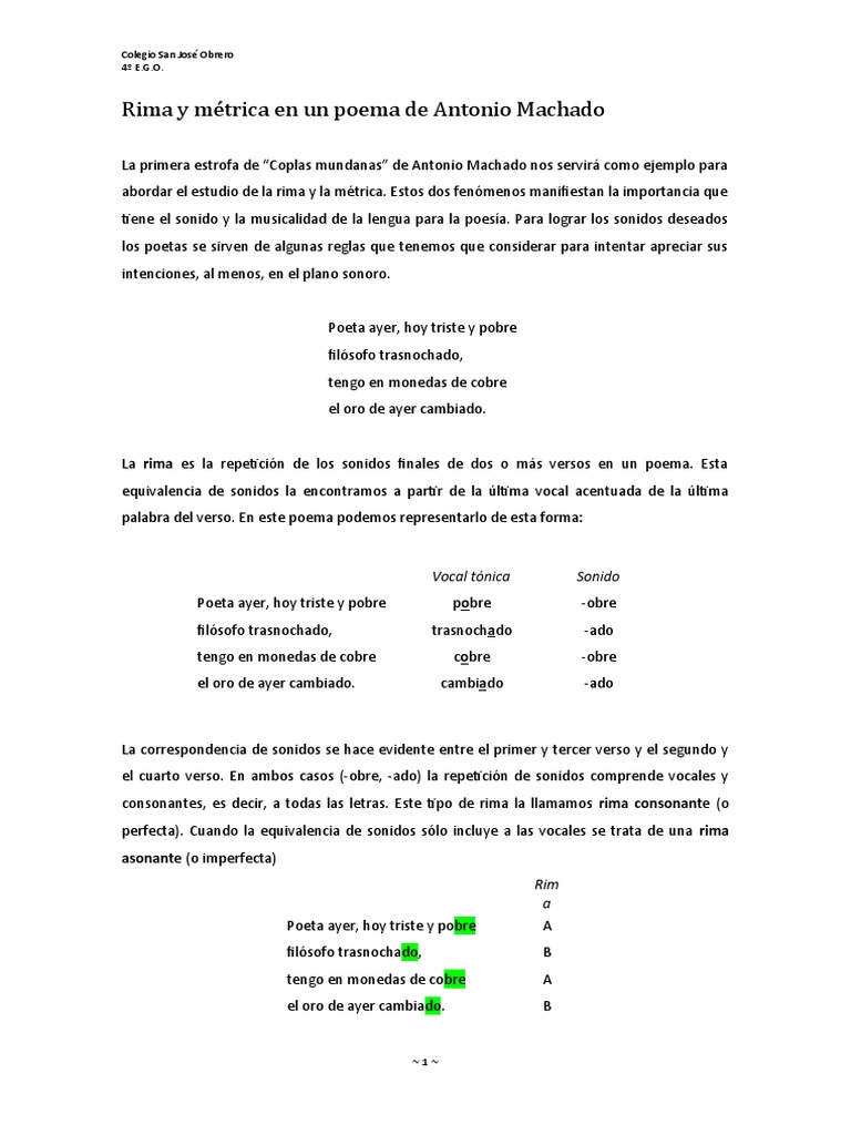 Rima y Métrica en Un Poema de Antonio Machado | PDF | Rima | Poesía